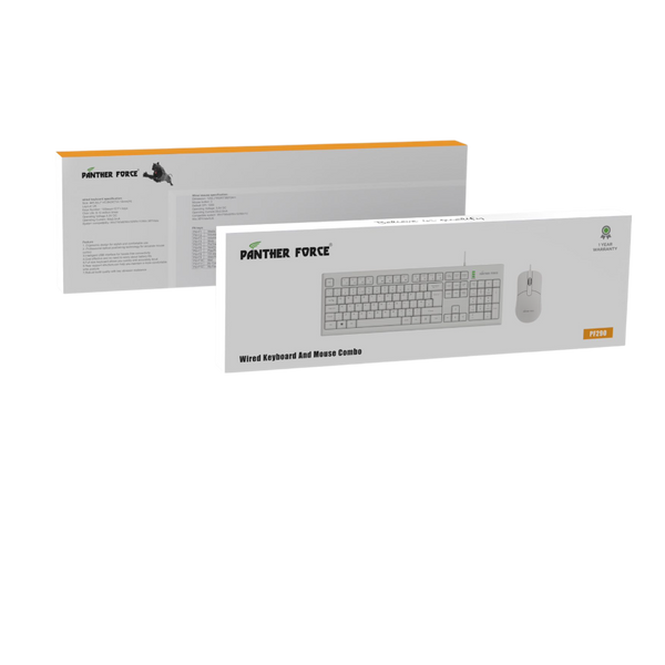 Panther Force Wired Keyboard & Mouse Set - White PF290 – Gadgetize