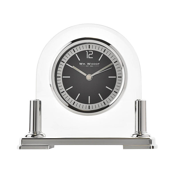 W2717 WIDDOP Glass Mantel Clock Silver Bezel & Stand – Gadgetize