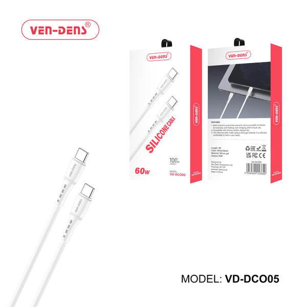 Ven-Dens 60W Silicone Cable USB C To TYPE C Cable – Gadgetize