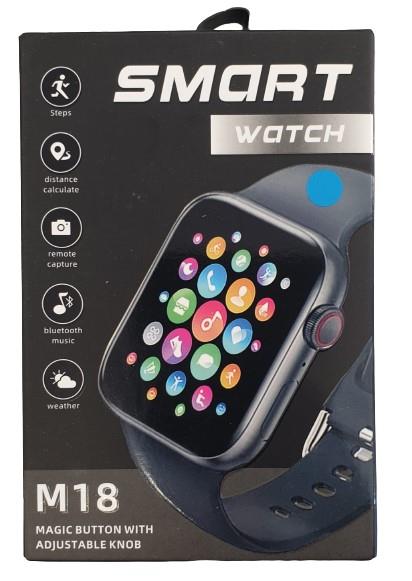 M18 Smart Watch Magic Button with Adjustable Knob & Blue Rubber Strap ...